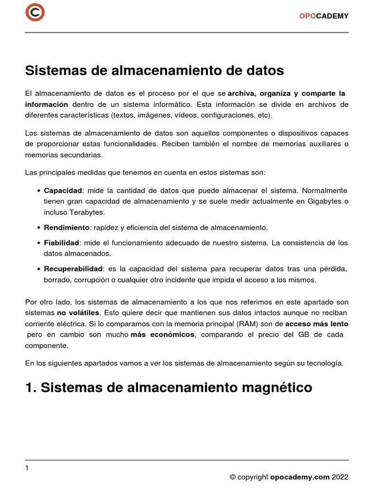 Sistemas de Almacenamiento de Datos | PDF | Disco duro | Disco flexible