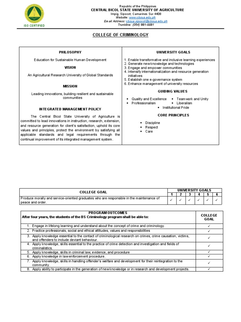 CBSUA Criminology Ethics Course | PDF | Utilitarianism | Morality