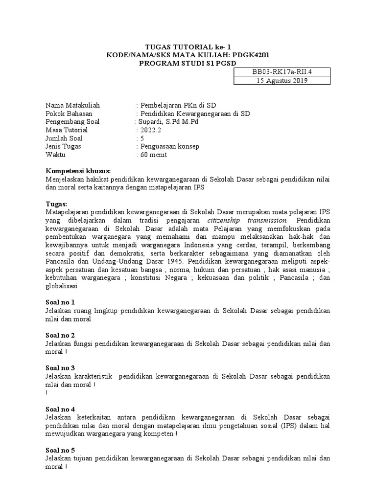 Rancangan Tugas Tutorial 1 | PDF