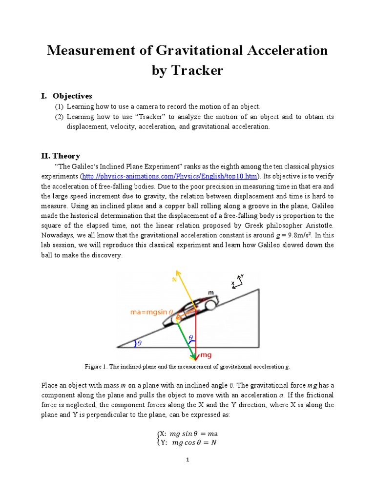 Measurement of Gravitational Acceleration by Tracker - 202209 | PDF | Acceleration | Force