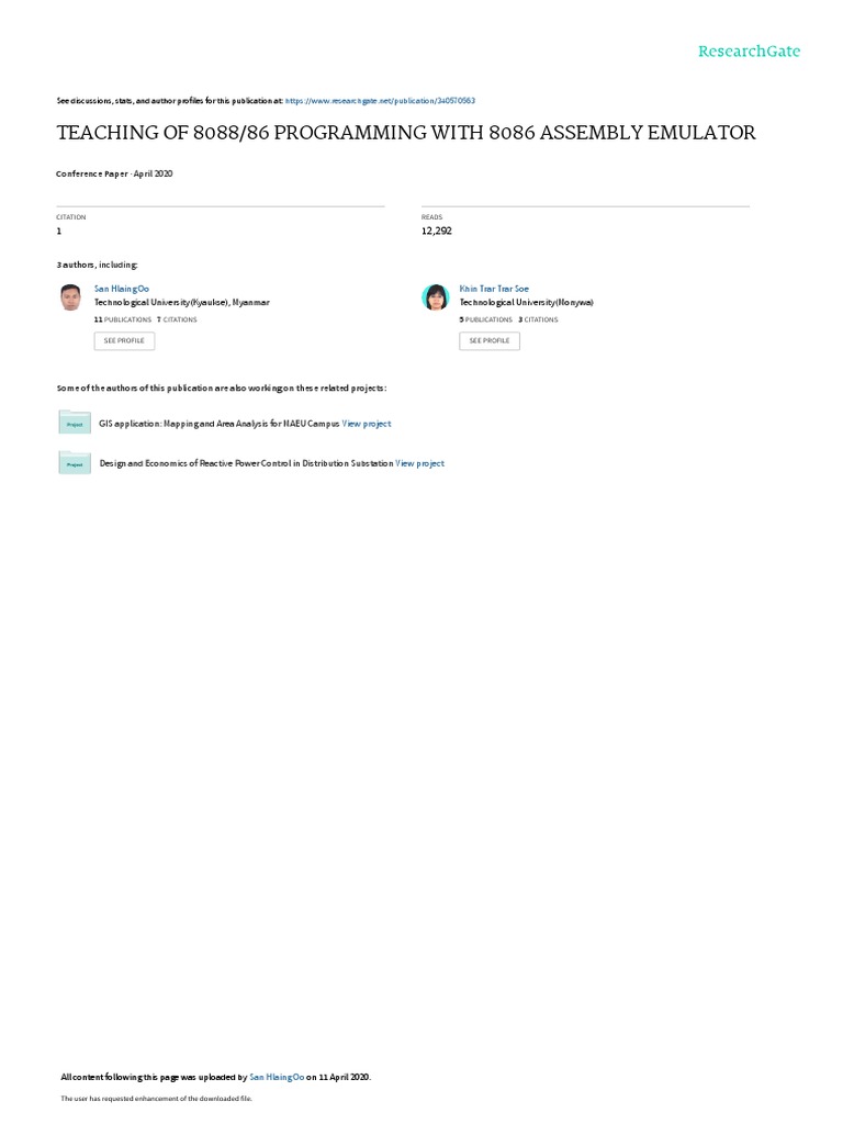 Teaching Of 808688 Programming With Assembly Emulator Pdf Computer Program Programming
