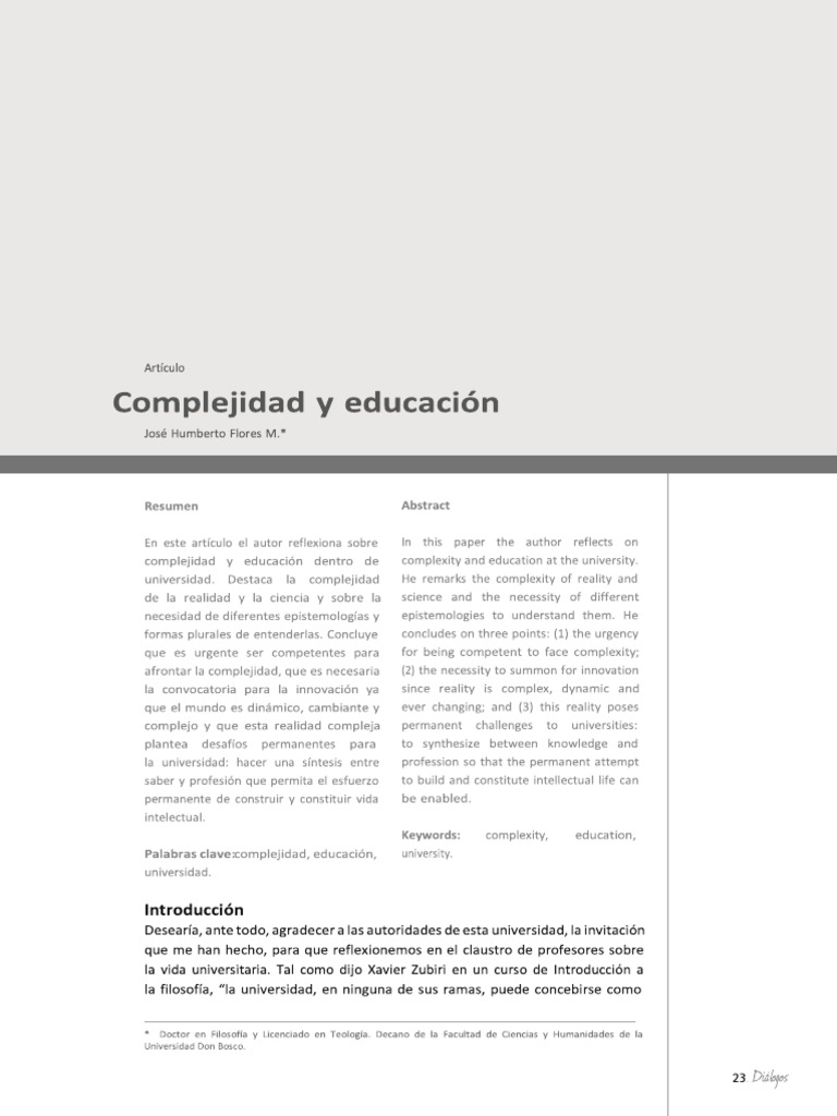 Complejidad y Educacion | PDF | Aprendizaje | Complejidad