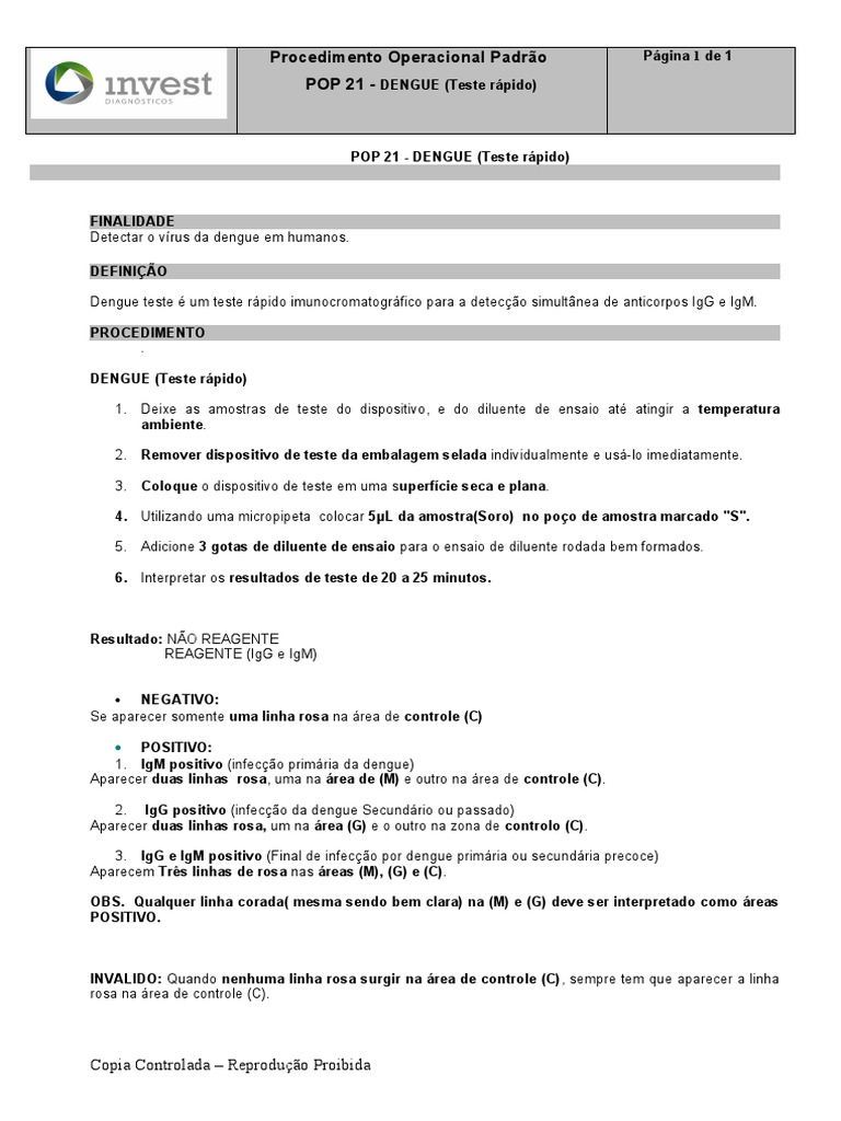 Pop 21 - Dengue (Teste Rápido) | PDF | Especialidades médicas