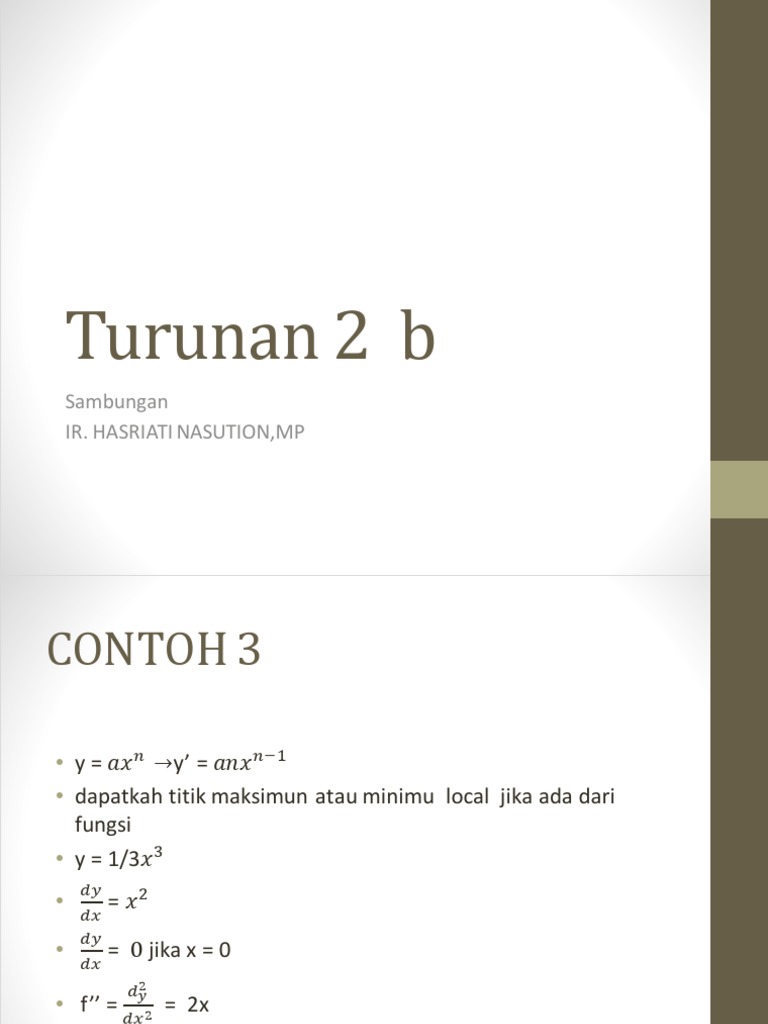 Kuliah Ke 10 Matematika Turunan 2 B | PDF
