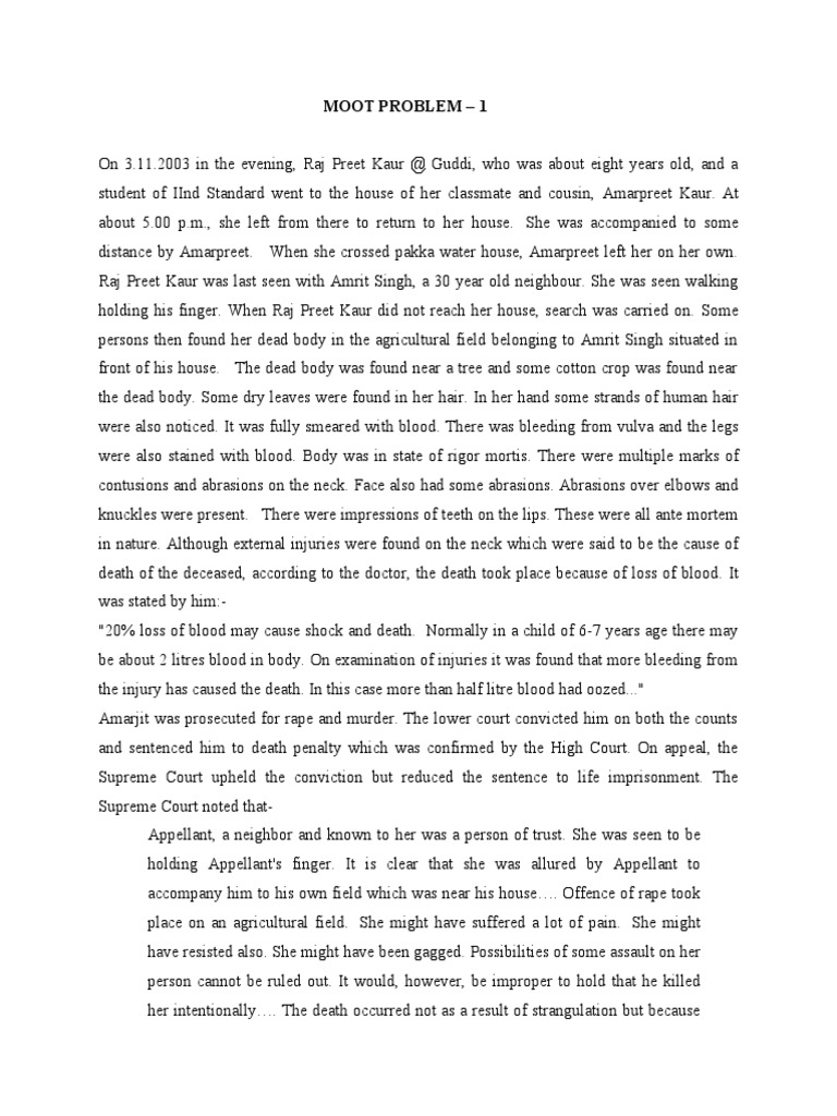 LL.B 3rd. Sem - Moot Problems | PDF | Sentence (Law) | Probation