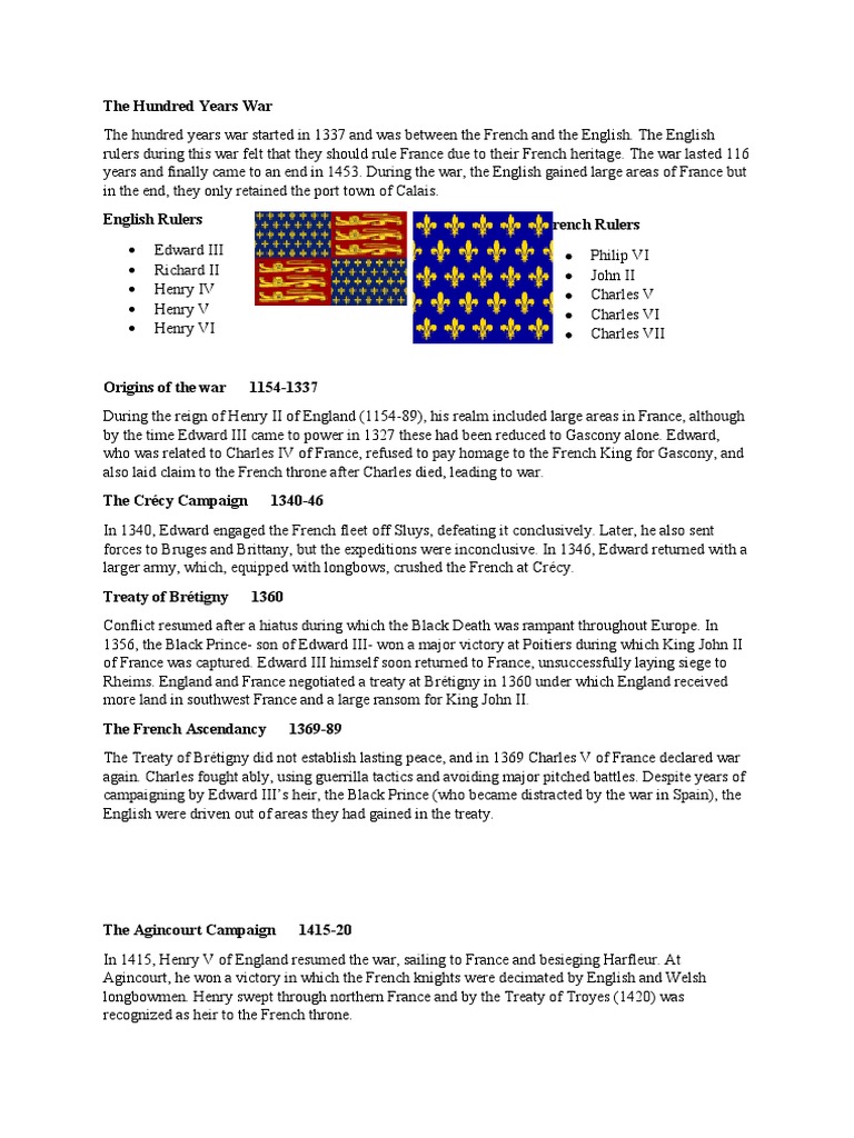 The Hundred Years War | PDF | Battle Of Agincourt | Henry V Of England