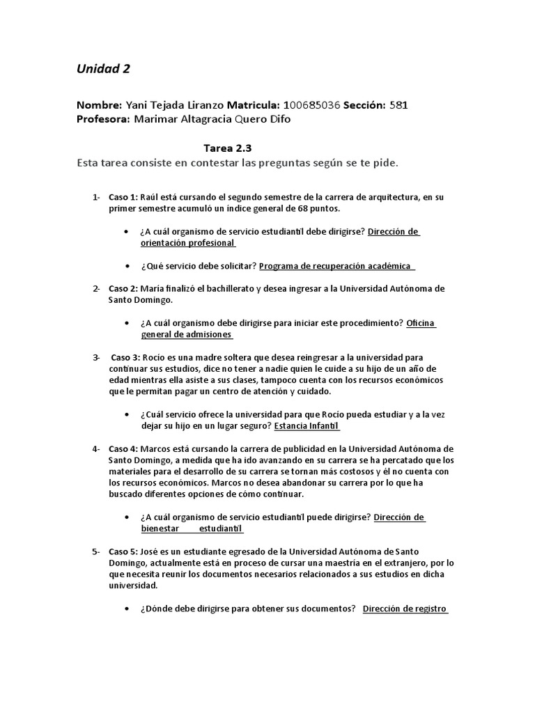 Orientacion Tarea 2.3 Unidad 2 | PDF | Crecimiento personal y profesional