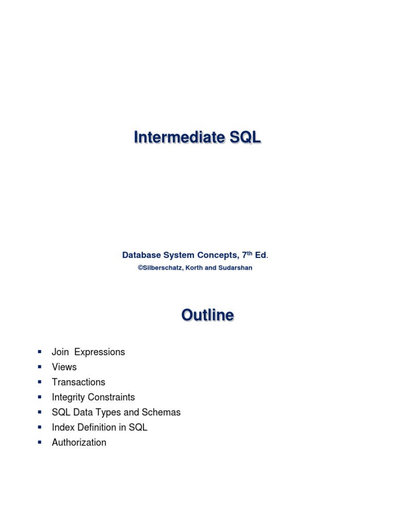 Intermediate Sql Pdf Database Index Relational Database