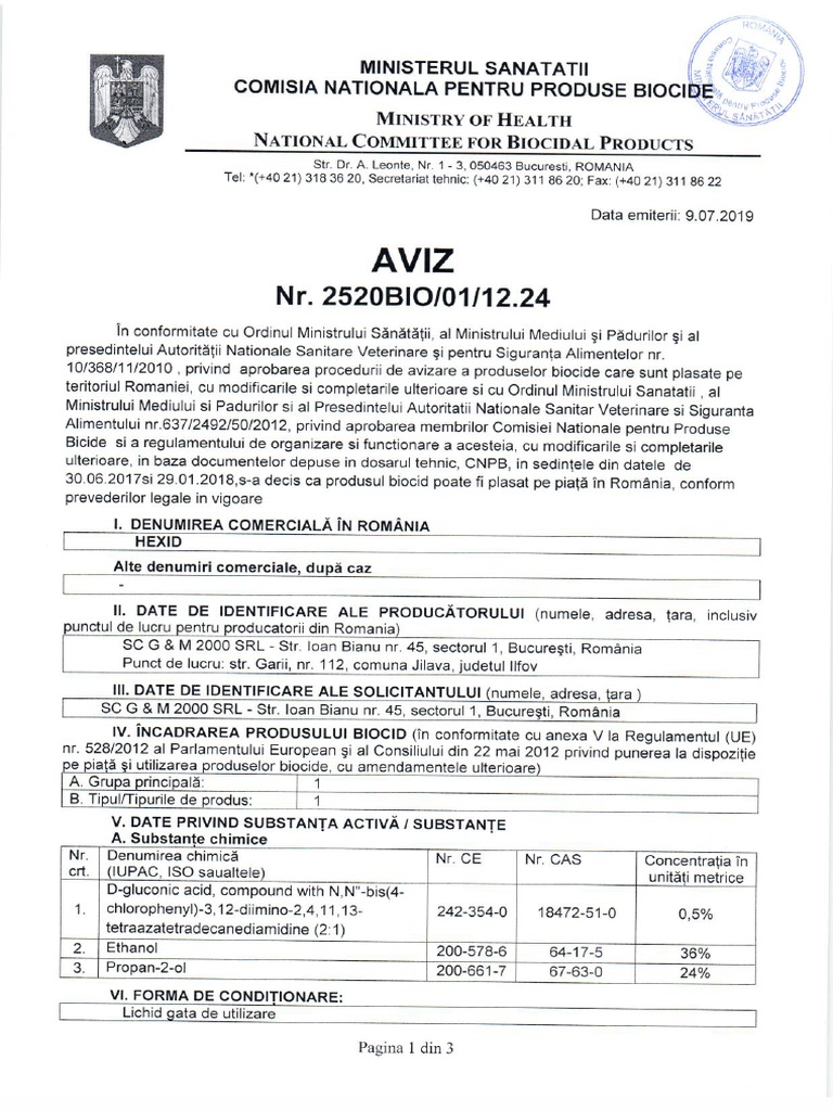 Aviz HEXID - NOU | PDF