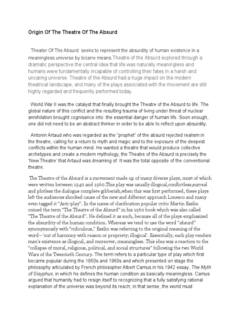 Origins of the Theatre of the Absurd | PDF | Art