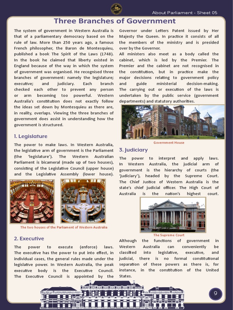 Overview of WA's Government Branches | PDF | Separation Of Powers ...