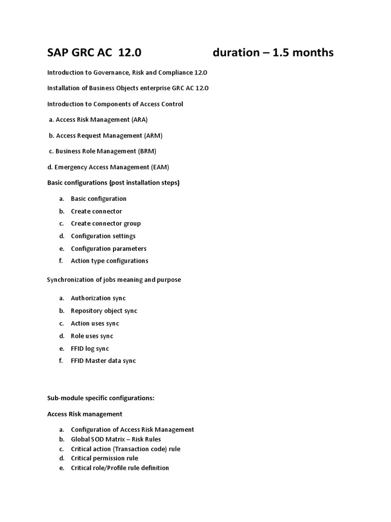Introduction To Sap Grc Ac 12 0 Installation And Configuration Pdf Business Process
