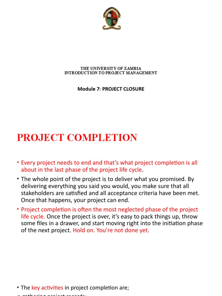 Module 6 - Project Closure and Termination | PDF | Risk | Project Management