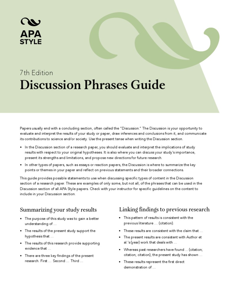 Discussion Phrases Guide | PDF | Citation | Psychology