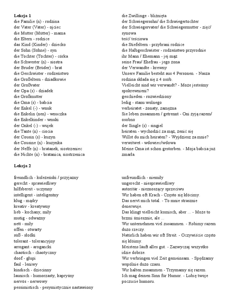 Kapitel 4 Słownictwo | PDF