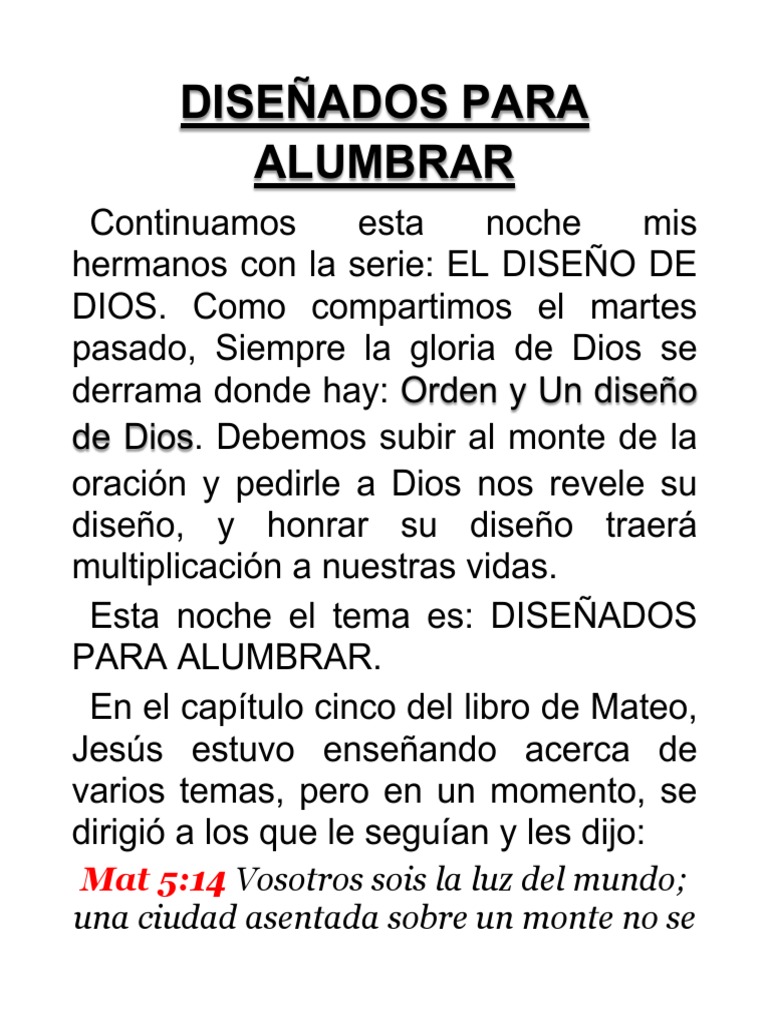 Ii. Diseñados para Alumbrar | PDF | Buen trabajo | Creencia religiosa y ...