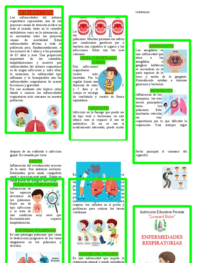 Enfermedades Respiratorias Triptico | PDF | Neumonía | Resfriado comun