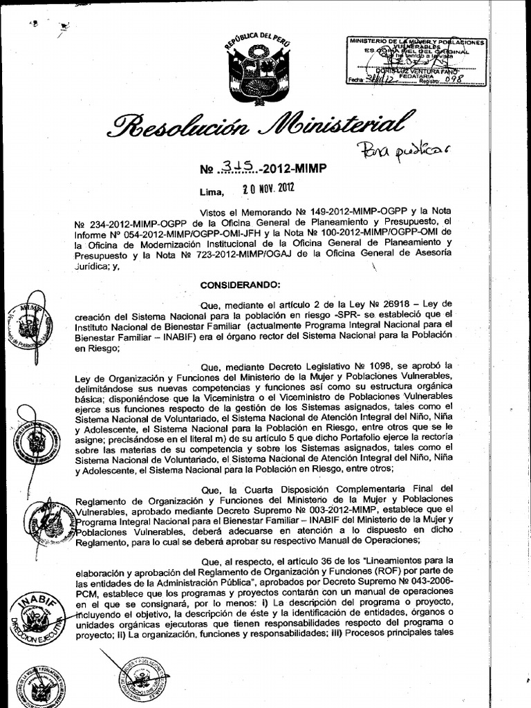 RM 315 2012 Mimp | PDF