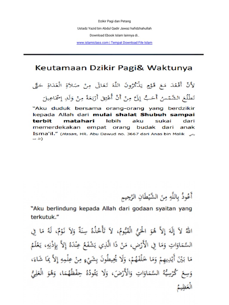 Dzikir Pagi Dan Petang Yazid | PDF