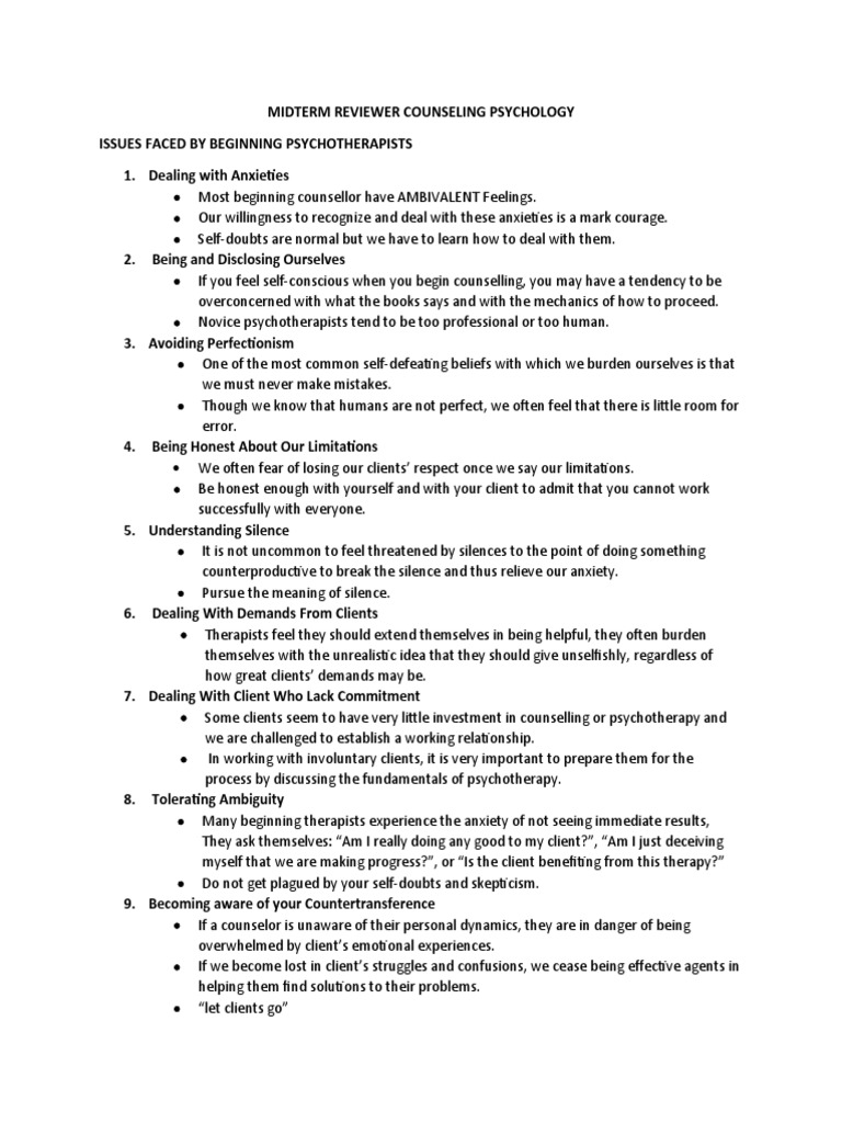 Midterm Reviewer Counseling Psychology | PDF | Psychotherapy ... Midterm Reviewer Counseling Psychology | PDF | Psychotherapy ...