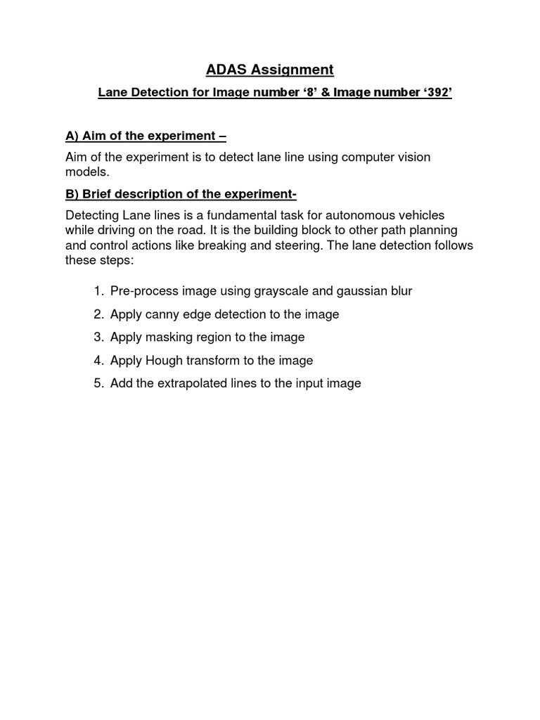 ADAS Assignment Report | PDF | Image Processing | Computer Vision