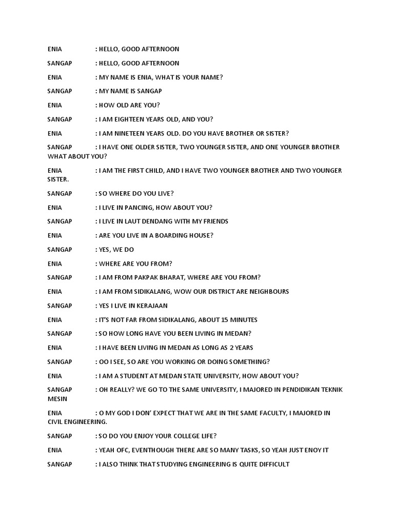 Percakapan Bahasa Inggris | PDF