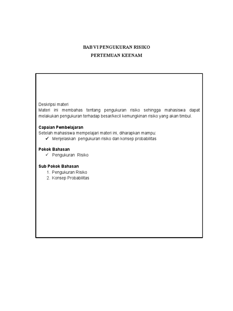 Modul VI Pengukuran Resiko | PDF