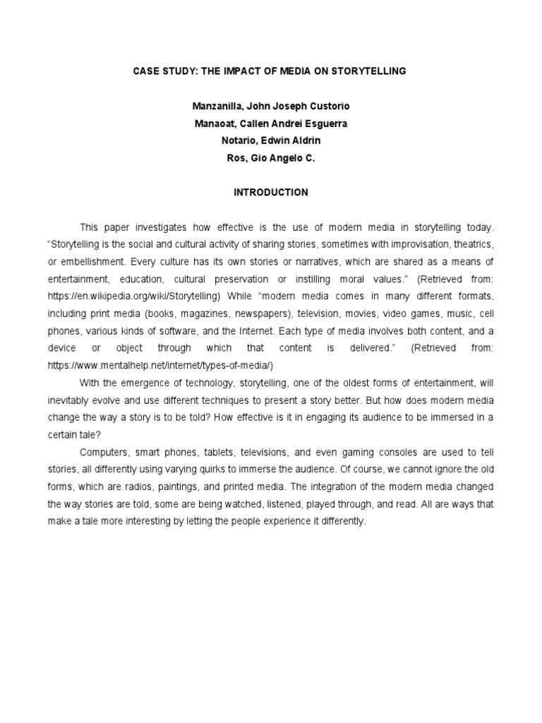 Research Paper - Chapter 1 | PDF | Mass Media | Storytelling Research Paper - Chapter 1 | PDF | Mass Media | Storytelling