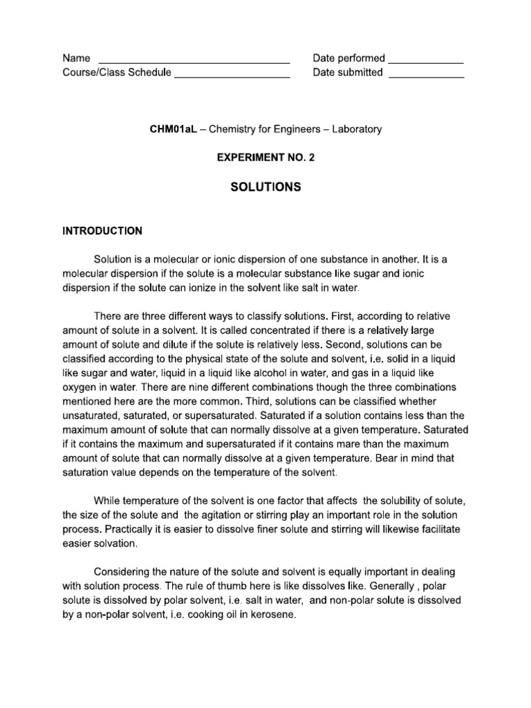 Chem Lab Experiment 2 | PDF Chem Lab Experiment 2 | PDF