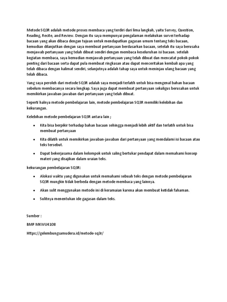 Efektifitas Metode SQ3R | PDF