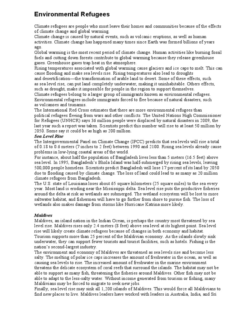 Environmental Refugees | PDF | Sea Level Rise | Climate Change
