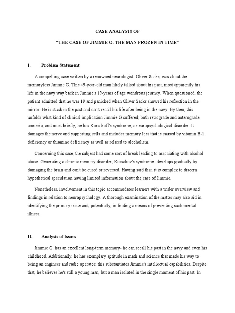 Case Analysis 1 | PDF | Memory | Clinical Medicine