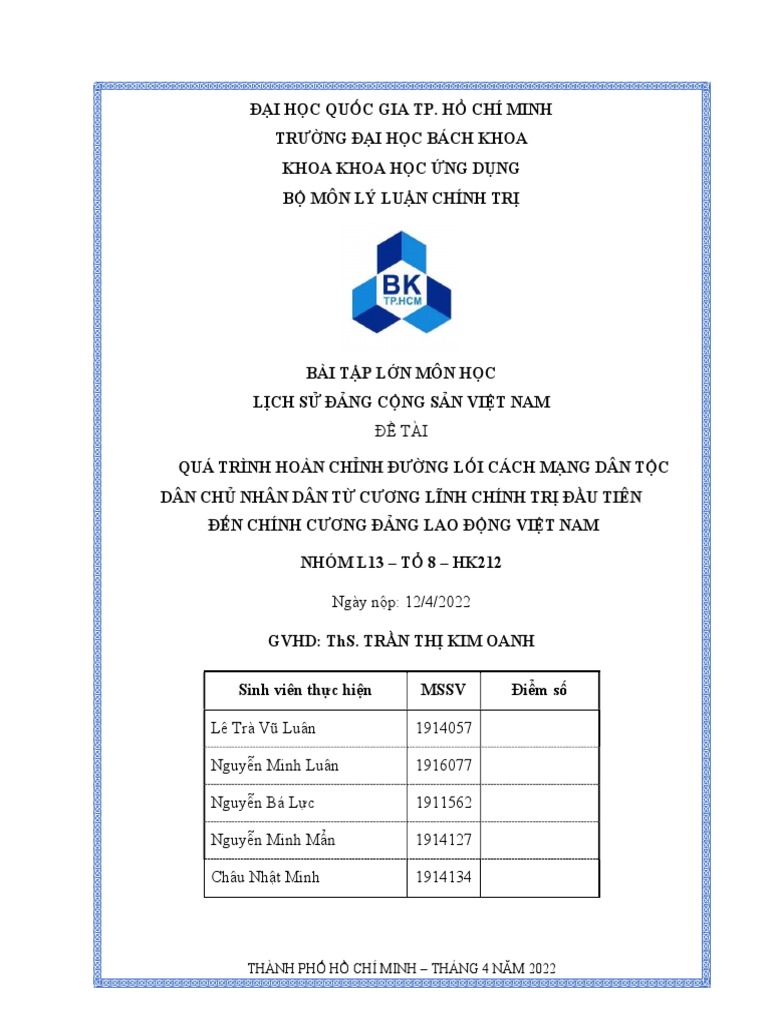 L13 To08 BTL LichSuDang | PDF