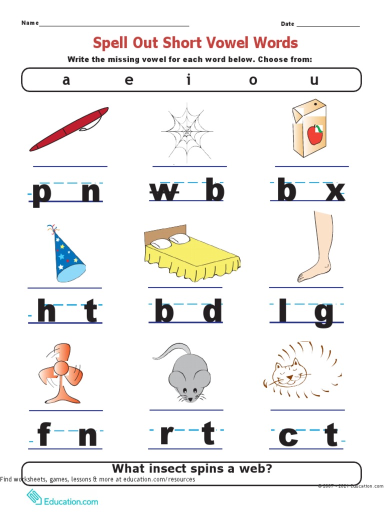 Spell Out Short Vowel Words 2018 | PDF