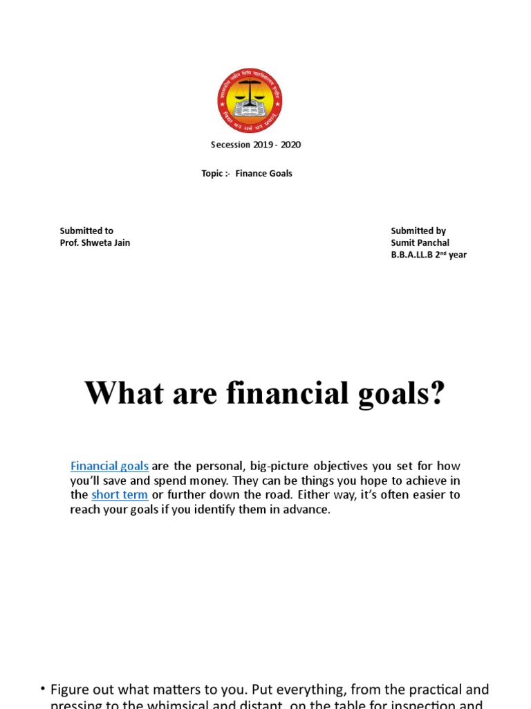 What Are Financial Goals | PDF | Goal | Debt