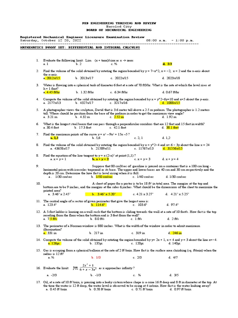 Rme Diag Calculus Dummy | PDF | Area | Sphere