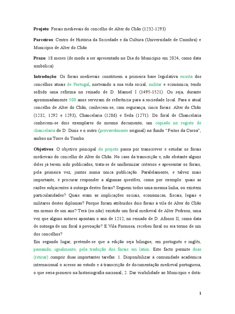 Forais Medievais Do Concelho de Alter Do Chão | PDF | Idade Média ...