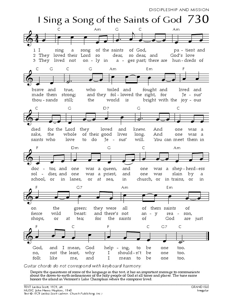 I Sing A Song of The Saints of God | PDF | Harmony | Musical Techniques