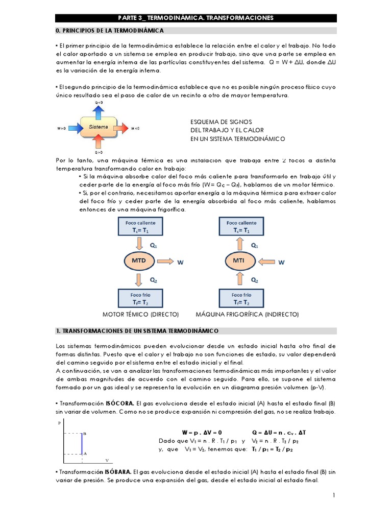 Transformaciones Termodinámicas Esenciales | PDF | Termodinámica | Calor