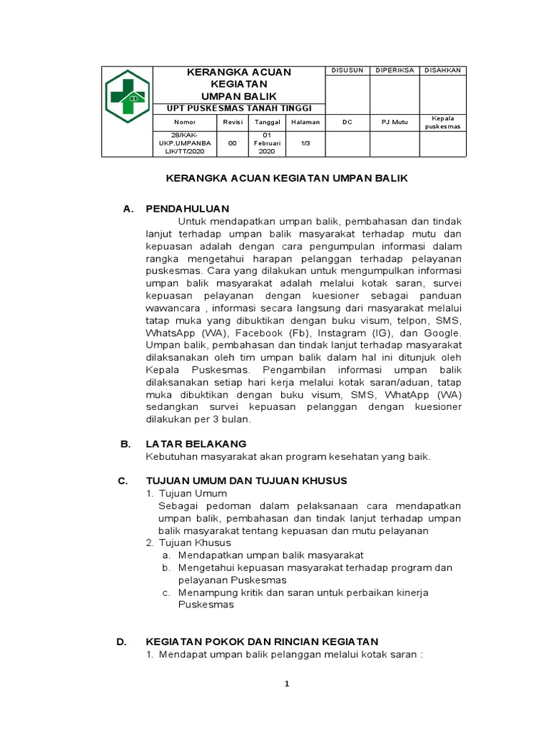 Kak Umpan Balik | PDF