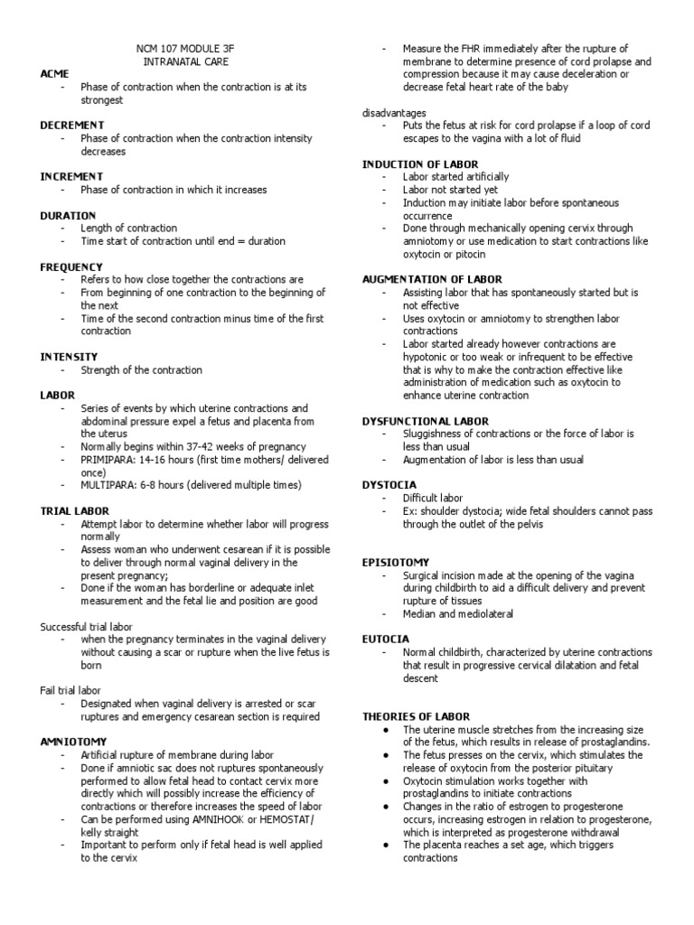 THE 3F Intra Partal Care | PDF | Childbirth | Uterus