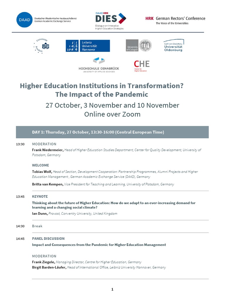 Programme - DIES Alumni Forum - Preliminary 2022 - 10.10 | PDF | Educational Technology | Learning