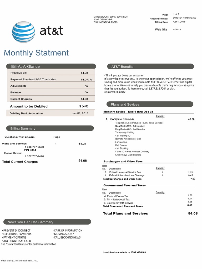 At&t Bill PDF | PDF