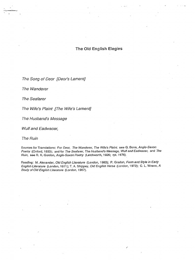 Old English Elegies | PDF