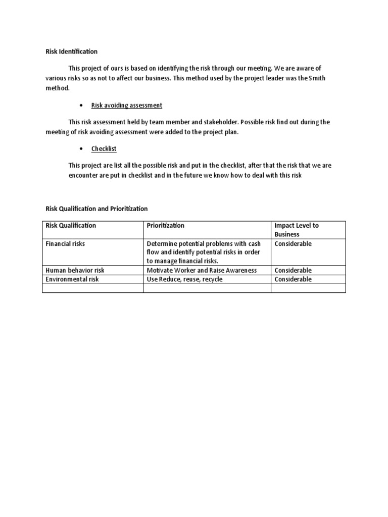 Risk Management Plan | PDF