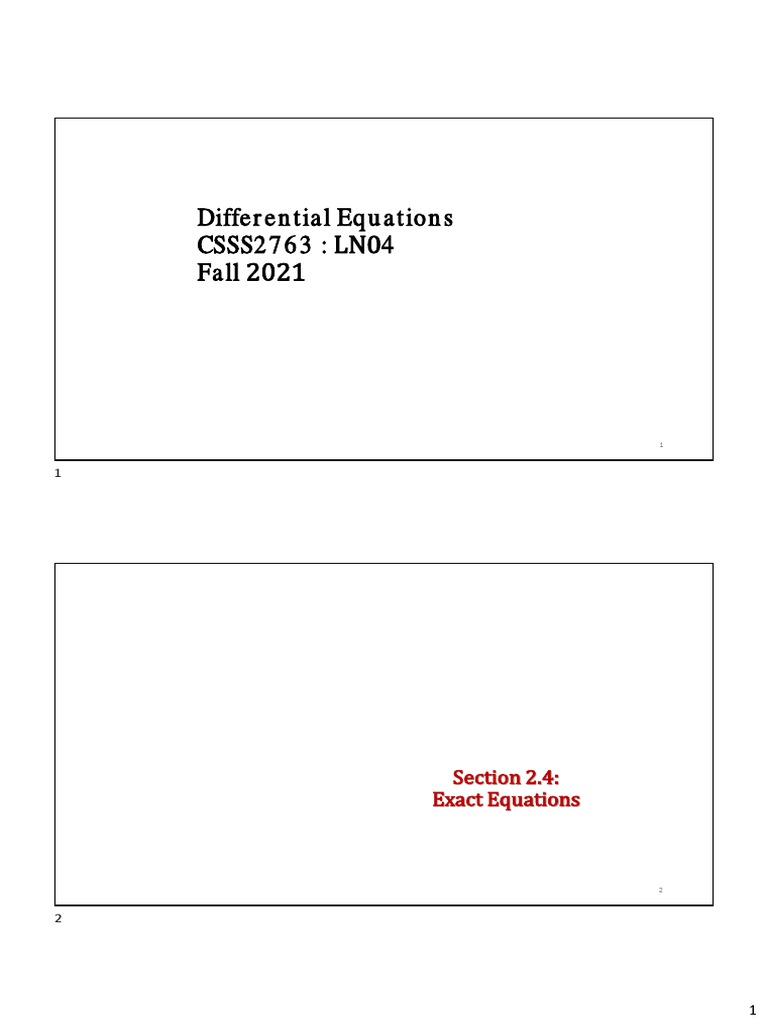 Exact Equations | Download Free PDF | Differential Equations | Equations