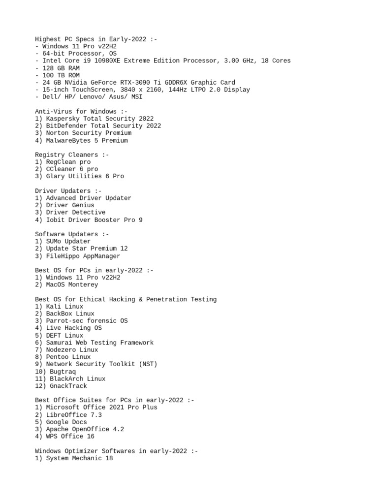 Best Softwares For Windows - Jan 2022 | PDF | Microsoft Windows | Personal Computers