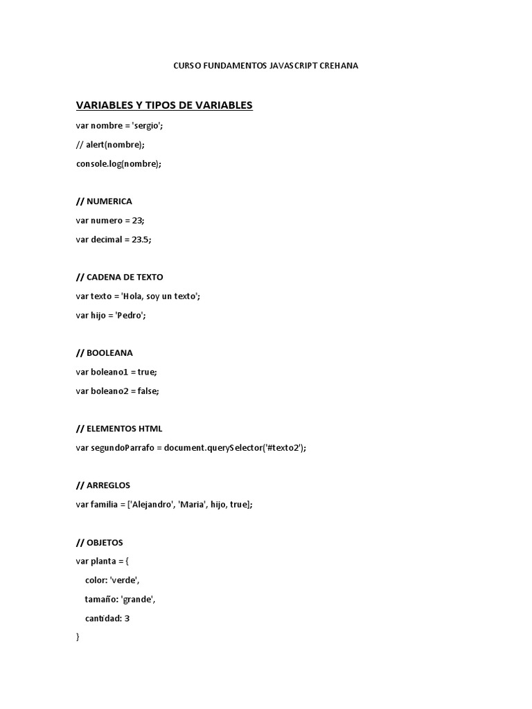 Curso Fundamentos Javascript Crehana | PDF | Modelo de objeto de ...