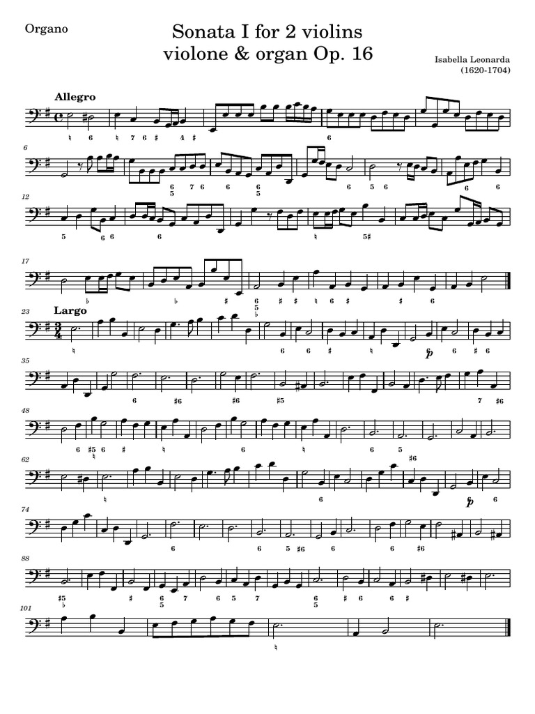Isabella Leonarda Sonata 1 Op 16-Organo (Etc) | PDF | Sonata ...