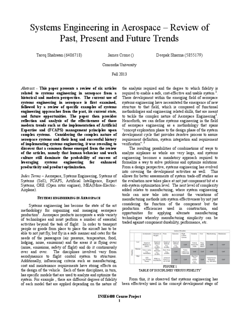 Systems Engineering in Aerospace | PDF | Systems Engineering | System